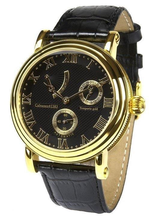 Calvaneo 1583 Calvaneo Temporio Gold Black - Horloge - 42 mm ...