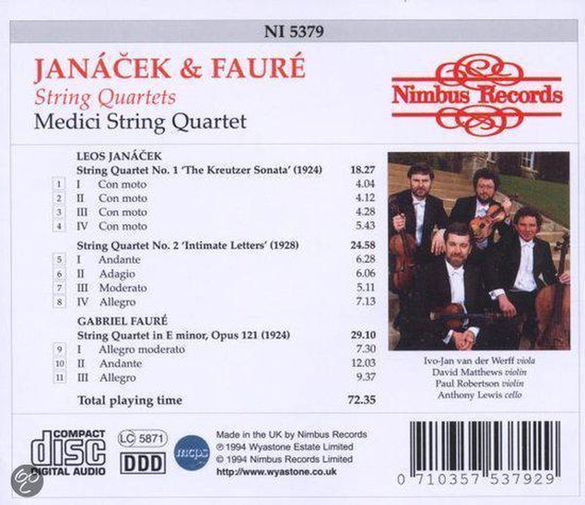 Medici Quartet - Janacek, Faure: String Quartets (CD), Medici Quartet | Muziek | bol.com