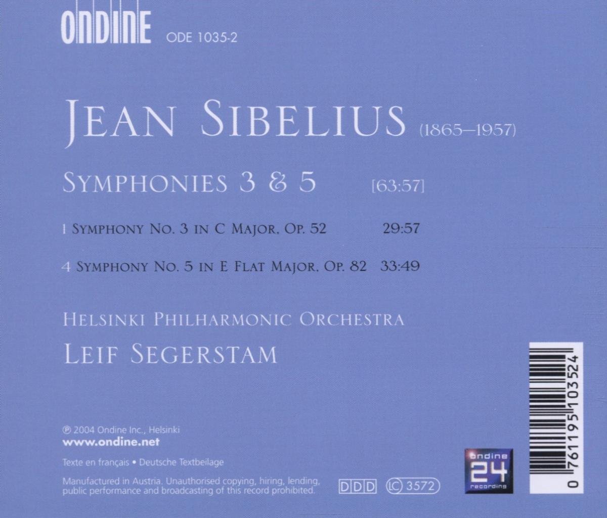 Sibelius: Symphonies No.3&5, J. Sibelius | CD (album) | Muziek | bol.com