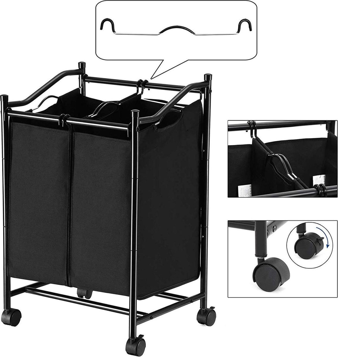 Wassorteerder Basket Op Wielen - Dubbele Wassorteer Mand 2 Vakken ...