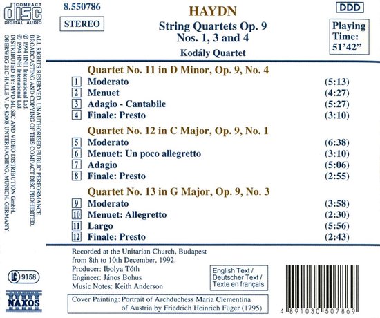 Kodaly Quartet - String Quartets Op. 9, Nos. 1, 3, 4 (CD), Kodaly Quartet | Muziek | bol
