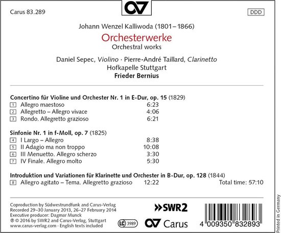 Daniel Sepec, Pierre-André Taillard, Hofkapelle Stuttgart, Frieder ...