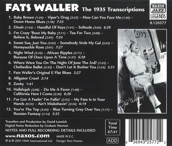 Fats Waller - Transcriptions Volume 1 - 1935 (CD), Fats Waller | Muziek ...