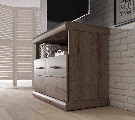 Meubella - TV Meubel Crown - Donker Eiken - 97 cm | bol