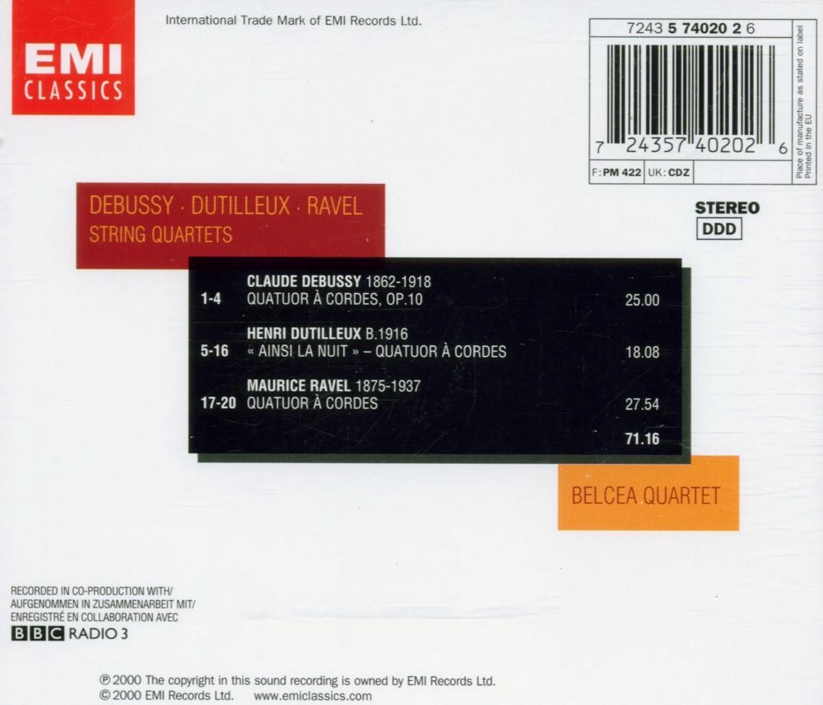 Debut - Debussy, Dutilleux, Ravel: String Quartets / Belcea Quartet, Dutilleux | CD... | bol.com