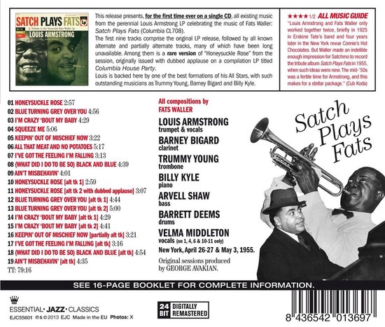 The Complete Satch Plays Fats, Louis Armstrong | CD (album) | Muziek ...