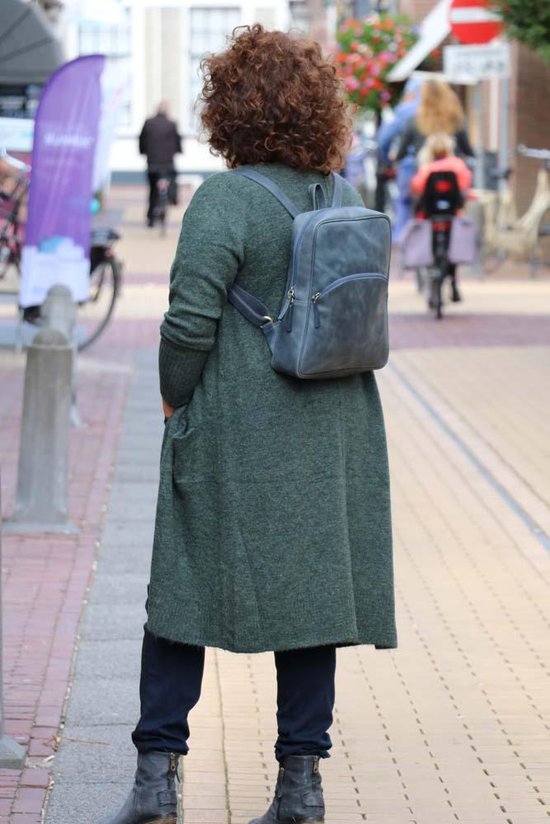 Vintage Rugtas Dames - Rugzak van Ecoleer - Grijs/Blauw | bol