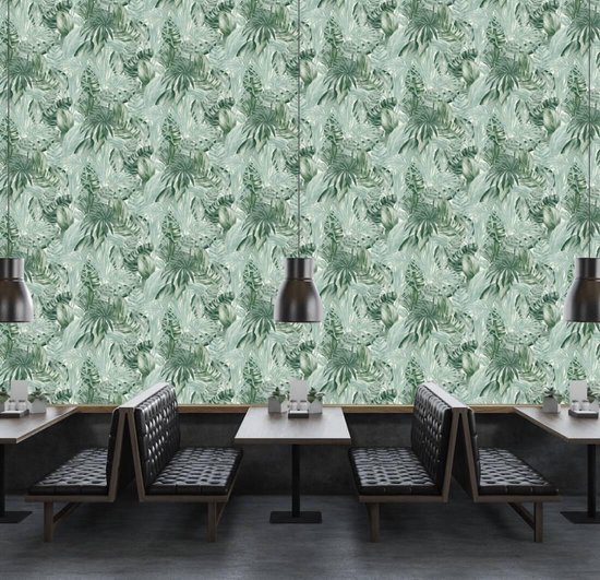 GROTE BLADEREN BEHANG - Groen Wit - AS Creation Greenery | bol.com