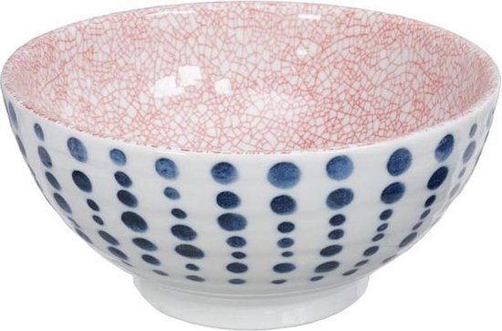 Tokyo Design Studio - Mixed Bowls Blue Dots with Red Crackle 18.5x9cm ...