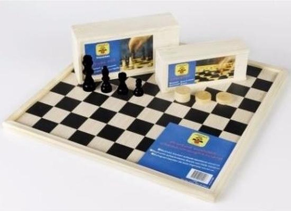 Houten schaakbord/Dambord 40 x 40 cm - Dammen en schaken spellen ...