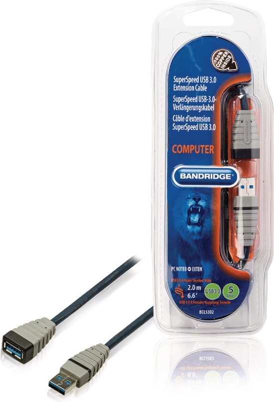 Bandridge USB naar USB verlengkabel - USB3.0 - 2 meter | bol.com