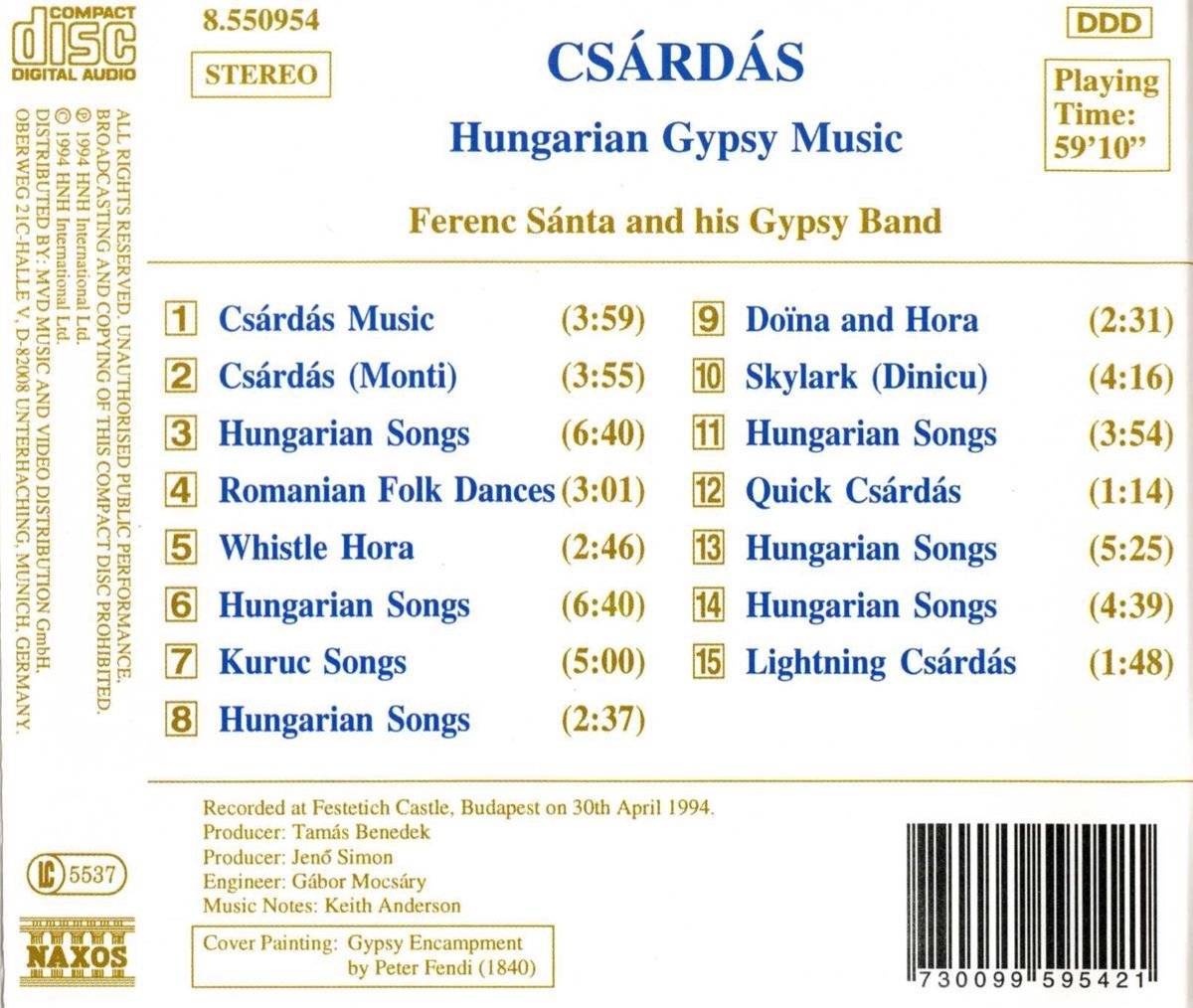 Csardas - Hungarian Gypsy Music / Santa and his Gypsy Band, Ferenc ...