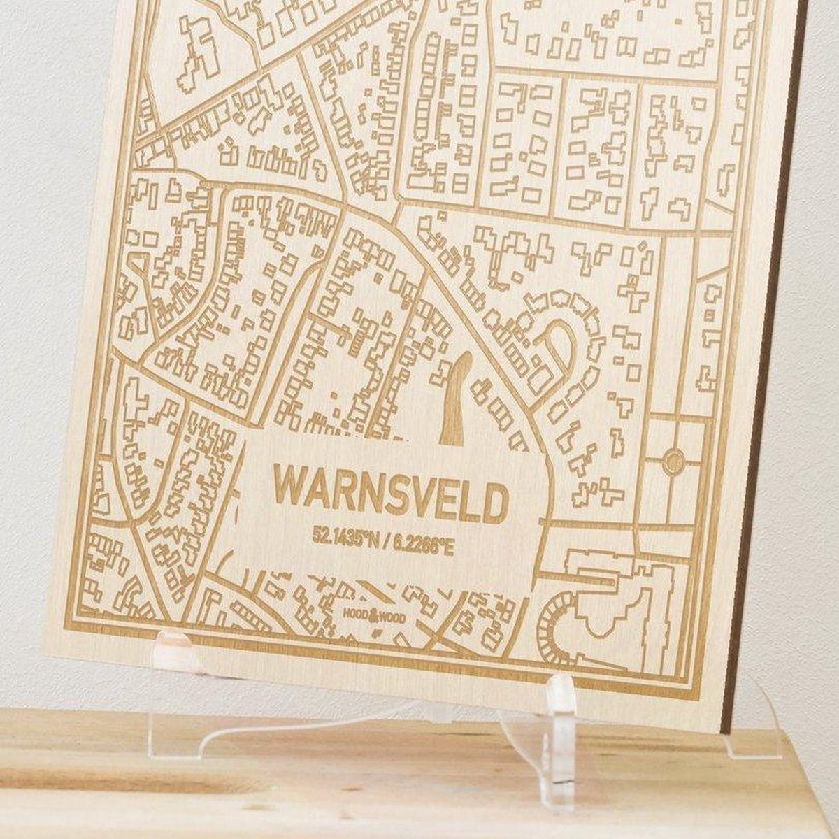 Kaart Warnsveld - Gegraveerde stadskaart Hood&Wood - Hout, A4 | bol.com