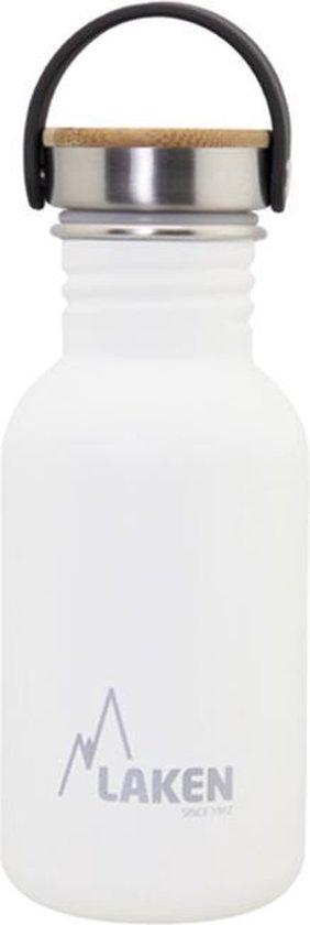 RVS fles 0,5L Basic Steel Bottle Wit Bamboo Cap - Laken - roestvrij ...