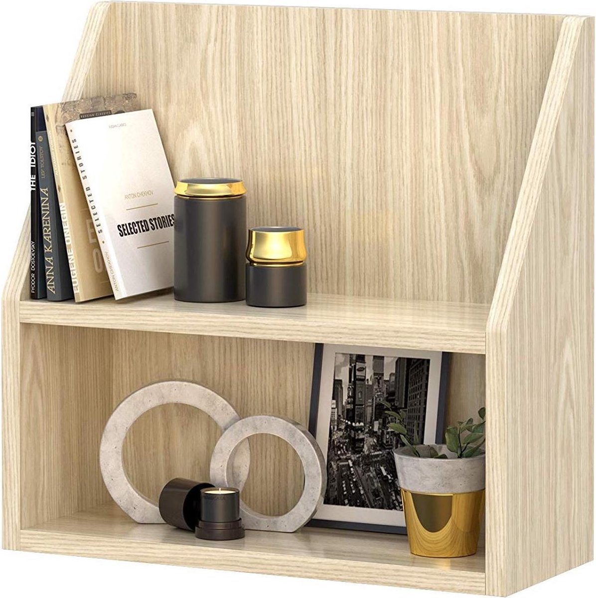 Boîte murale avec 2 étagères - Couleur bois | bol.com