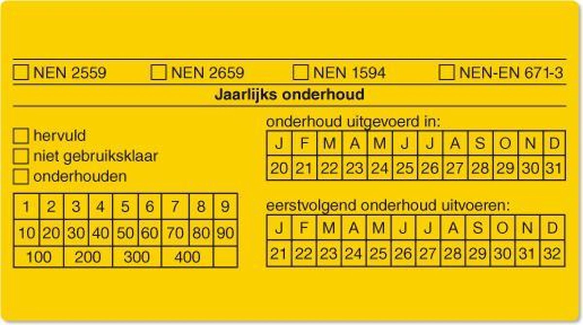 Keuringssticker voor brandblussers en brandhaspels – geel (250 ...