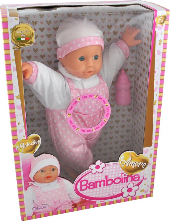 Dimian Babypop met Flesje - Maakt Geluidjes - 40 Cm | bol