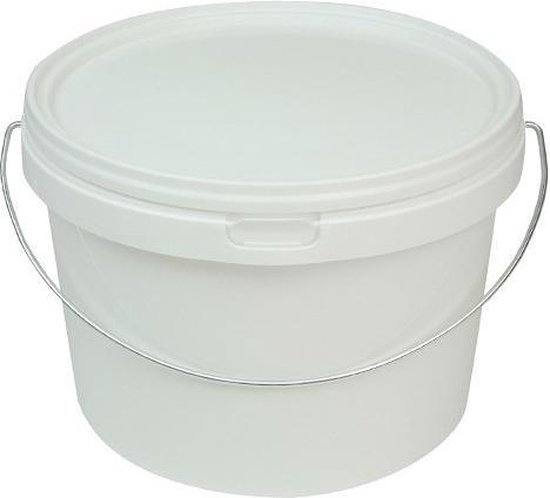 Emmer met deksel en handvat - Wit - 3,1 liter - Kunststof/plastic emmer ...