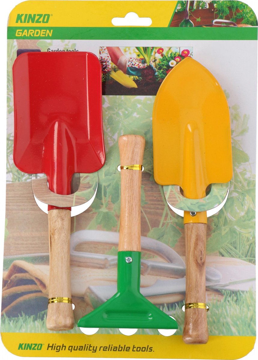 Kinzo Garden Kinder Tuingereedschap Set - 3-Delig - Handharkje en Twee ...