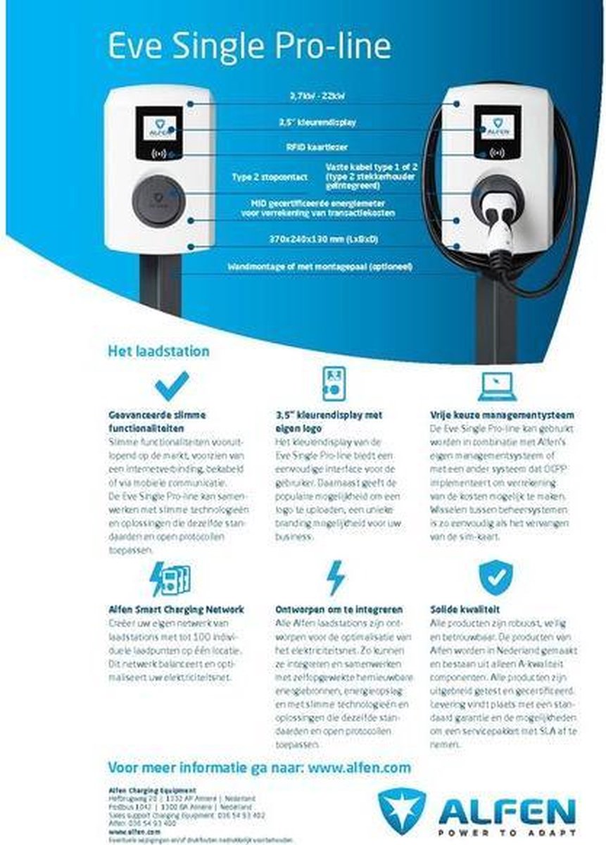 Alfen single Pro line 22KW Socket RFID | bol.com