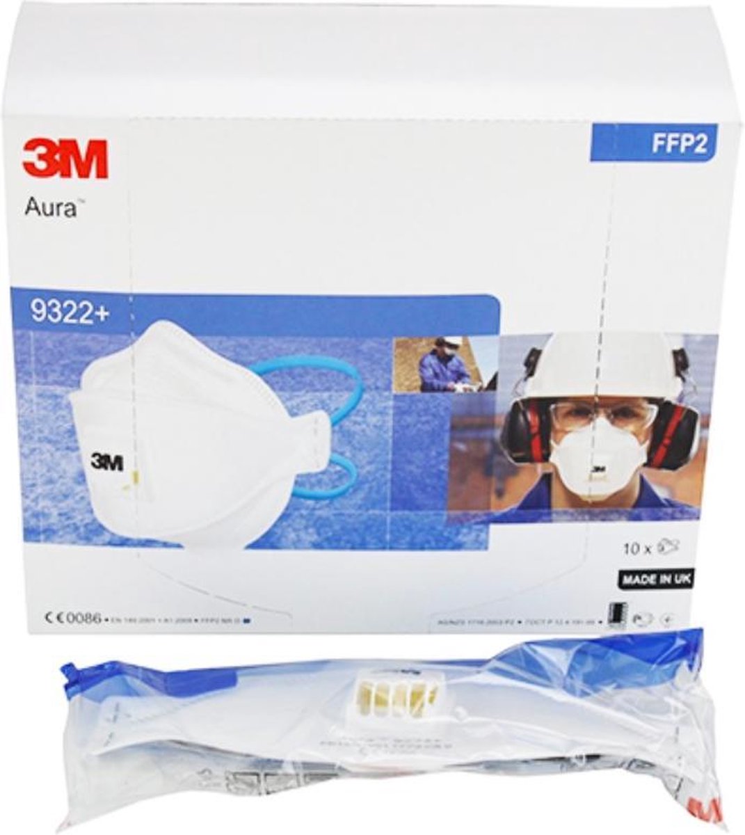 3M™ Aura™ FFP2 9322+ NR D Stofmasker Mondkapje Mondkap Bescherming 1 ...