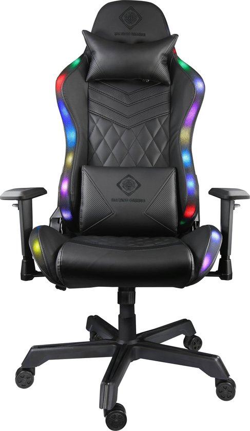 DELTACO GAMING Gaming stoel in kunstleer met RGB-verlichting - Zwart ...