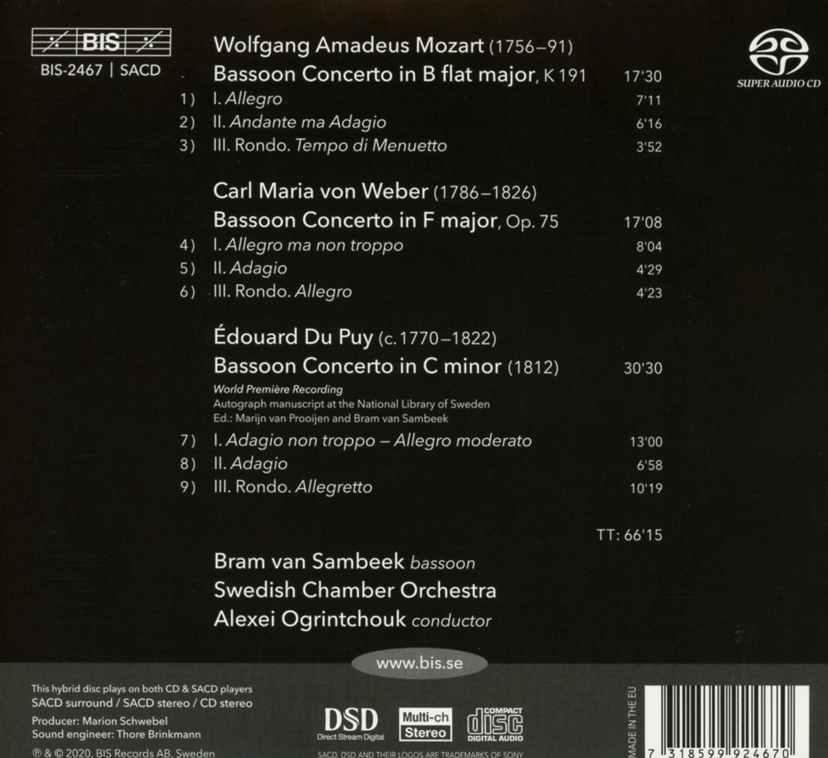 Bram Van Sambeek, Swedish Chamber Orchestra, Alex Orrintchouk - Bassoon ...