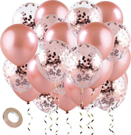 Rosé goude ballonnen set - 20 stuks - confetti ballonnen - Verjaardag ...