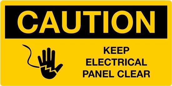 Sticker 'Caution: Keep electrical panel clear', 300 x 150 mm | bol.com
