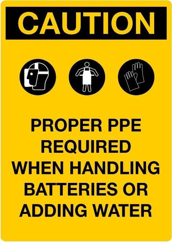 Sticker 'Caution: Proper PPE required' 148 x 105 mm (A6) | bol