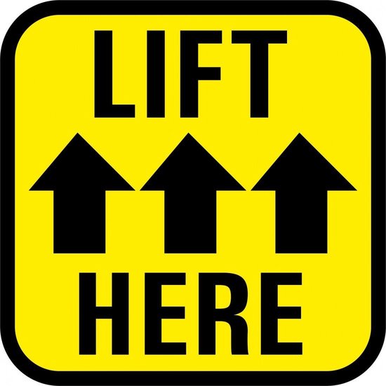Lift here sticker 25 x 25 mm - 10 per vel | bol