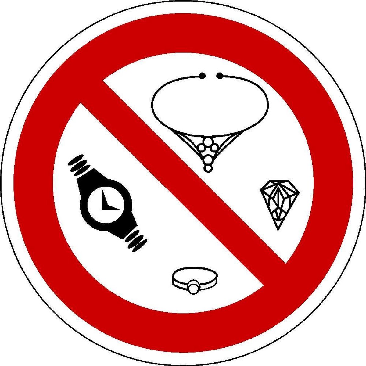 Sieraden verboden sticker 50 mm - 10 stuks per kaart | bol