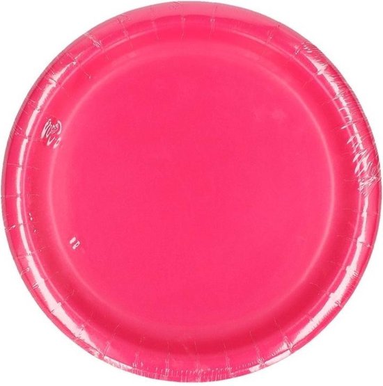 16x Assiettes en carton rose fuchsia / rose vif 23 cm - Assiettes en ...