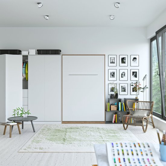 SMARTBett Verticaal Opklapbed 120x200cm Wild Eiken - Wit | bol.com