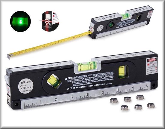 Borvat® | Laserniveau waterpas met een ingebouwde meter | lengte 250 cm ...