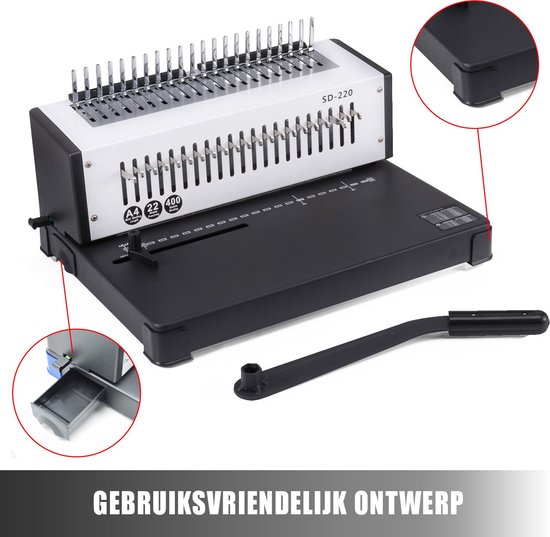VEVOR Bindmachine Spiraalbinding - Inbindmachine - Inbindapparaat - 400 ...
