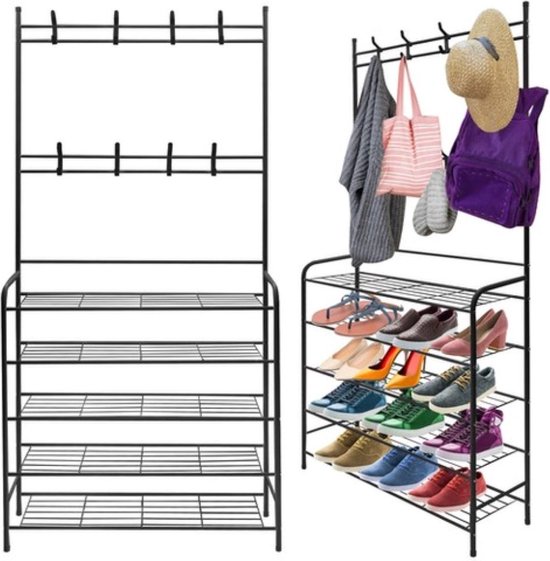 Eleganca Kledingrek met planken – Schoenenrek – Garderoberek ...