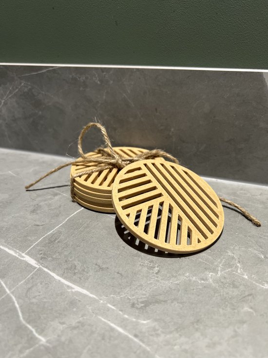 Houten Onderzetters - Set van 6 - Pine - Stripes | bol