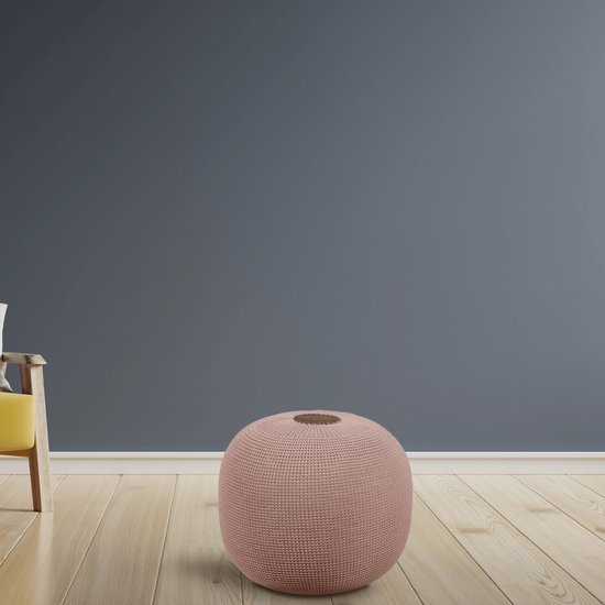 VELMANO - Poef - Zitmeubel - Zitje - Katoen - Stijlvol - Rond - Roze ...