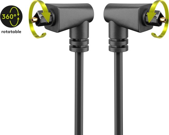 Digitale optische Toslink kabel met 2 draaibare haakse connectors - 360 ...