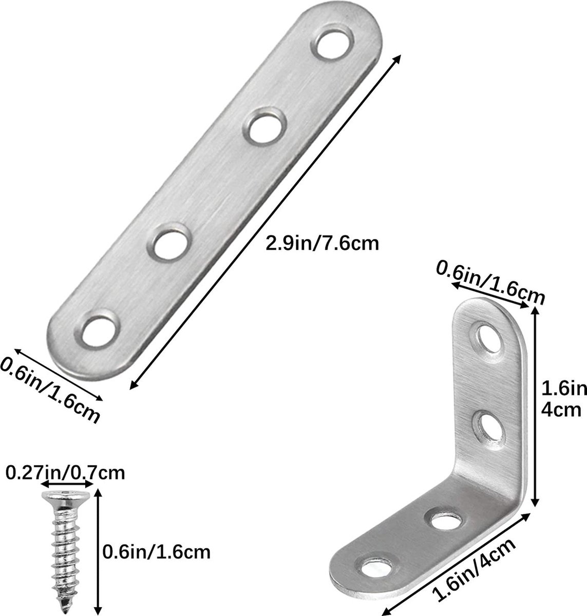 12 stuks roestvrijstalen beugel hoekbeugels 6 haakse beugels (40 x 40 ...