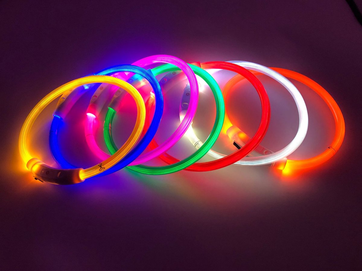 Halsband met Led-verlichting USB-oplaadbaar in verschillende kleuren, S ...