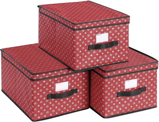 Opbergdozen - Met deksel - Set van 3 -Vouwdozen - Met etikethouder ...