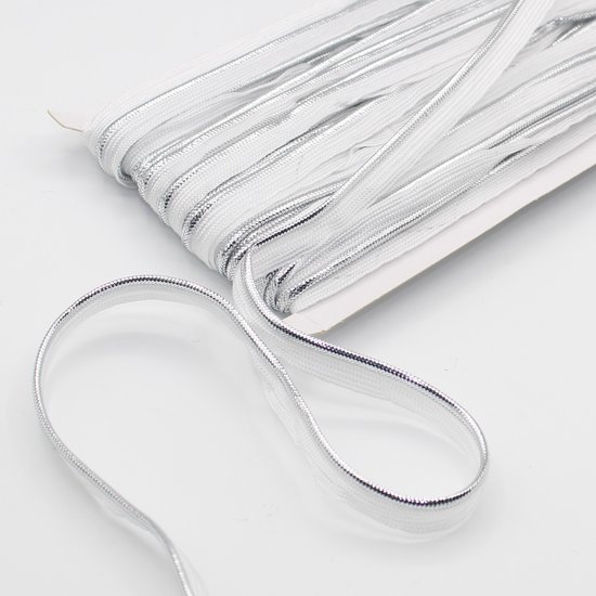 20 Meter PASPEL/PIPING, met Lurex Rand, Kleur WIT/ZILVER 01 | bol