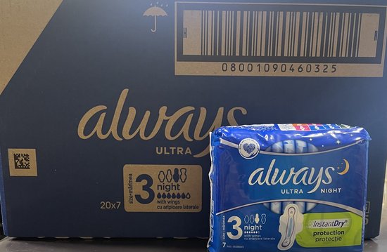 Always Maandverband, Ultra Night, Size 3, 7stuks x 20 pak ...