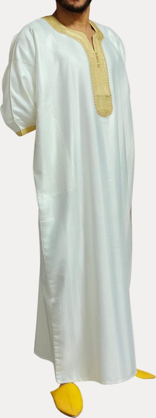 Wit Goud Johara Kandora | Qamis | Abaya | Marokkaanse traditionele ...
