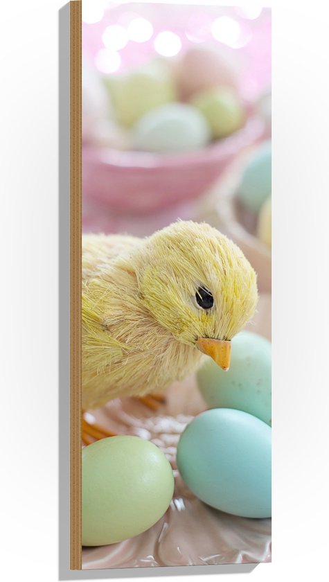 Hout - Kuiken met Blauwe Eitjes - 30x90 cm - 9 mm dik - Foto op Hout ...