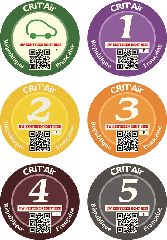 Milieusticker Frankrijk - Vignette Crit’Air - Certificat Qualité de l ...