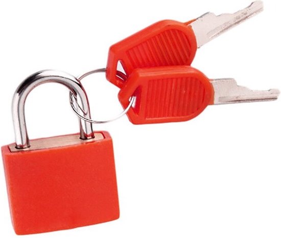 2 Stuks Hangslotje met Sleutel - Rood - Slotje geschikt voor kluisje ...