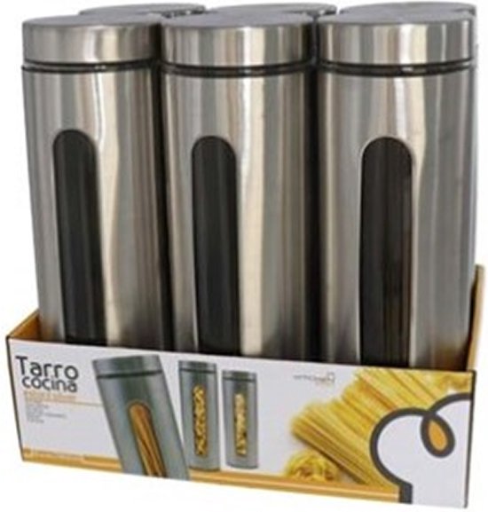 Gerimport Voorraadpot - voedsel bewaren - zilver - RVS - deksel - 1900 ...